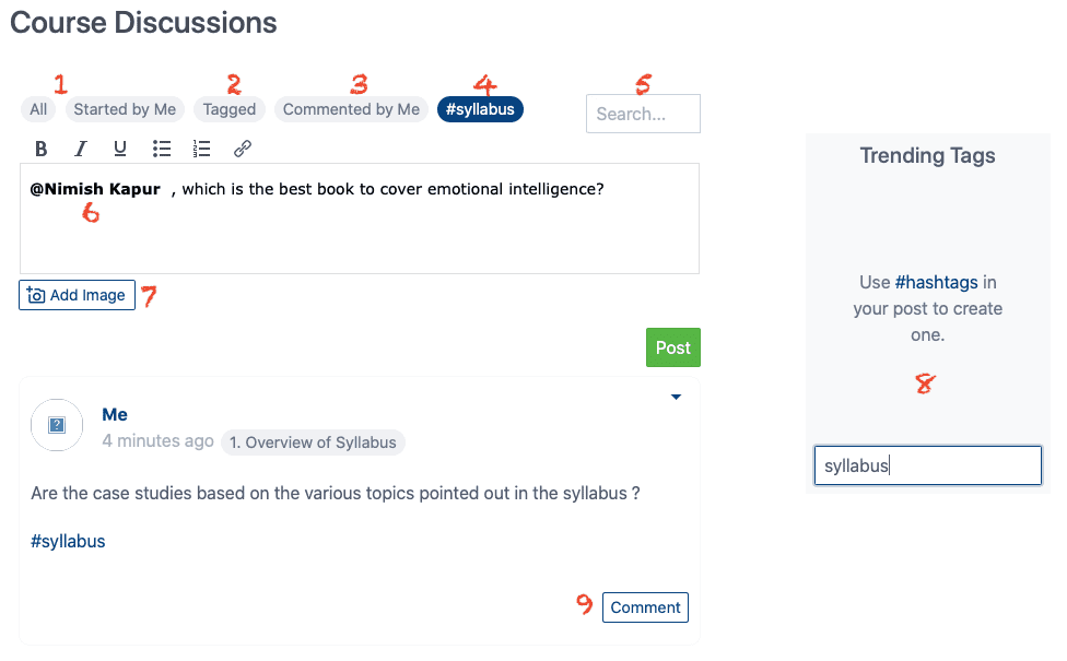 Here's a brief overview of the various features of the discussion forums: