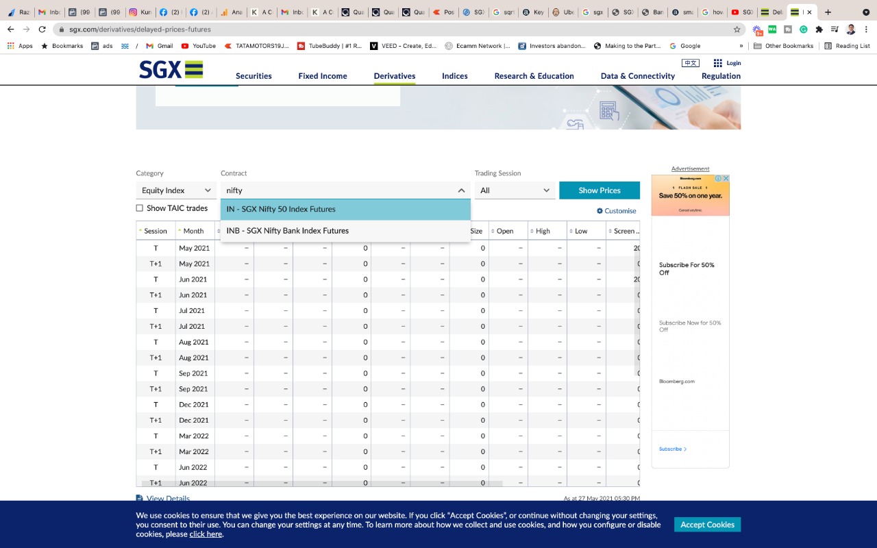 Step 4:- Once selected the SGX nifty, you will get below screen. Here ...