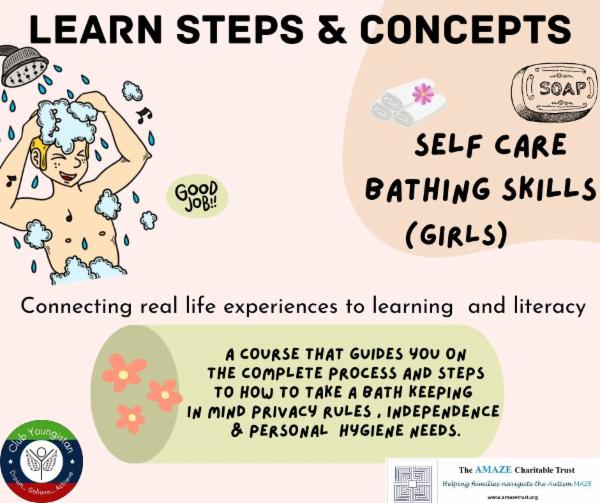 Bathing with printable worksheets (Girls)