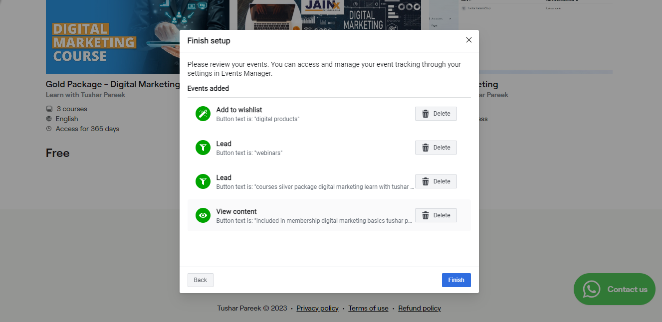 How to track different events and pages on graphy website using ...