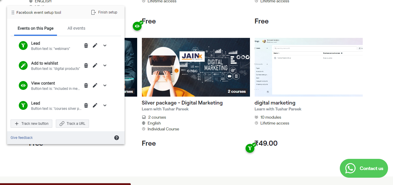 How to track different events and pages on graphy website using ...