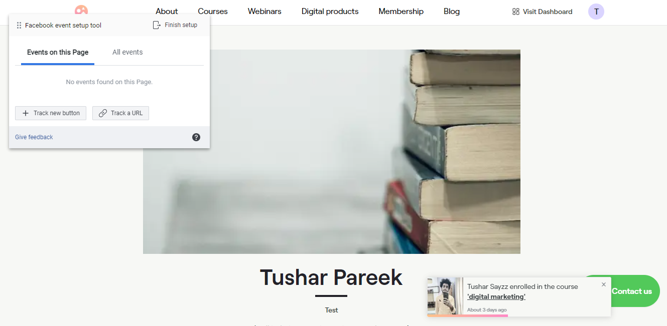 How to track different events and pages on graphy website using ...